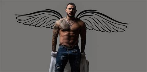 Premium Photo Photo Banner Of Sexy Man Angel With Wings For