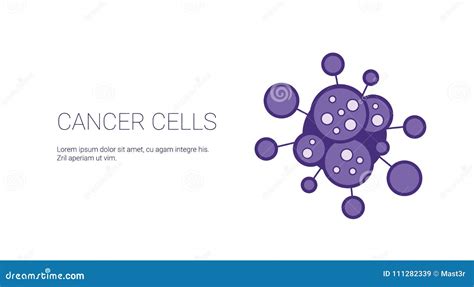 Cancer Cells Disease Treatment Concept Template Web Banner With Copy Space Stock Vector