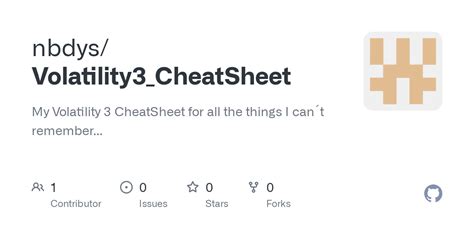 Github Nbdysvolatility3cheatsheet My Volatility 3 Cheatsheet For