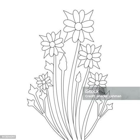 꽃 채색 페이지 일러스트 레이 션 그래픽 라인 아트 디자인 잎 그리기 꽃잎 0명에 대한 스톡 벡터 아트 및 기타 이미지 0명 개체 그룹 검은색 Istock