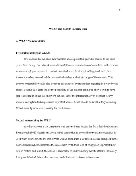 C844 Task 2 Task 2 Pass Wlan And Mobile Security Plan A Wlan