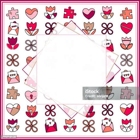 해피 발렌타인 데이 디자인 발렌타인 데이 인사말 카드 포스터 초대장 판매 이벤트 Promotial 사랑의 상징이 있는 반복적인 패턴 0명에 대한 스톡 벡터 아트 및 기타