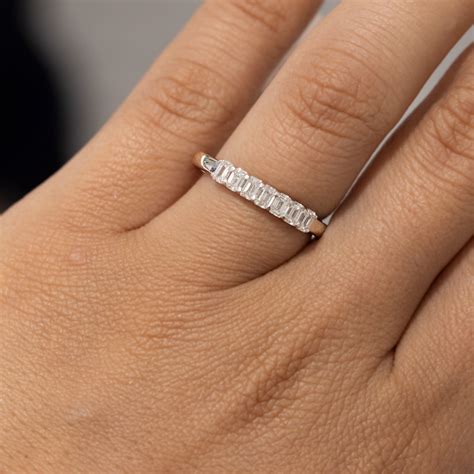 Lab Grown Emerald Cut Diamonds Wedding Band 14k White Gold