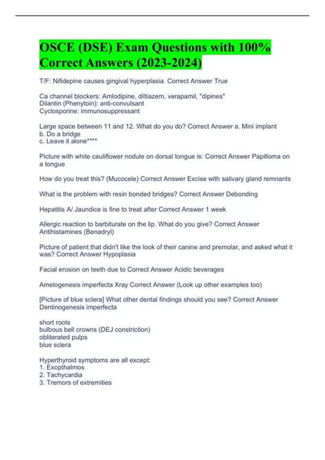 Osce Dse Exam Questions With 100 Correct Answers Osce Stuvia Us
