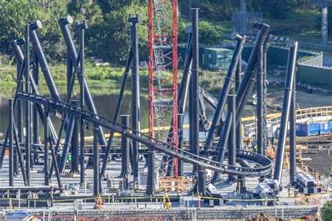 Elevated Look At Latest Tron Roller Coaster Track Installation