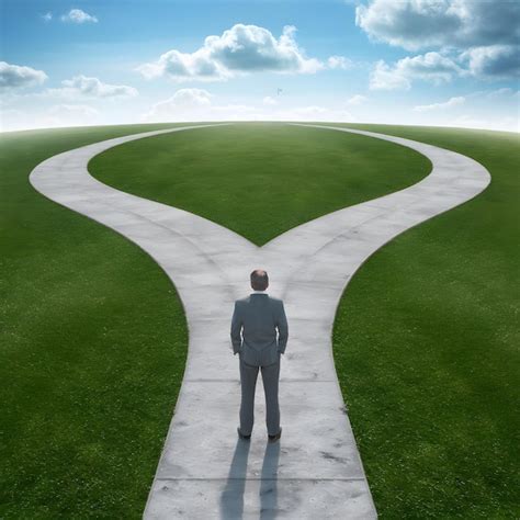 Premium Photo Person Stands At Crossroads Contemplating Direction And Choices In Decision