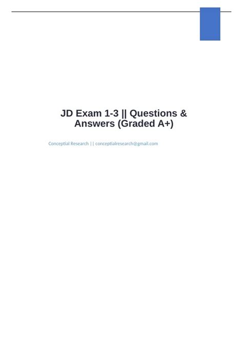 Jd Exam 1 3 Questions And Answers Graded A Jd Next Stuvia Us