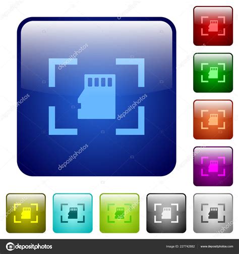 Camera Memory Card Icons Rounded Square Color Glossy Button Set Stock Vector By ©renegadehomie