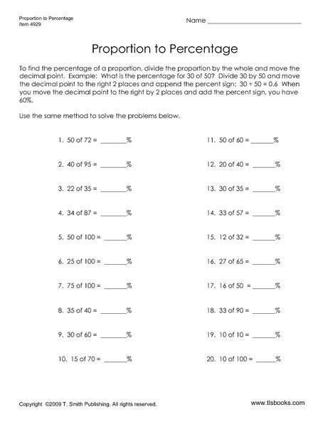 Percent Proportion And Equation Worksheets