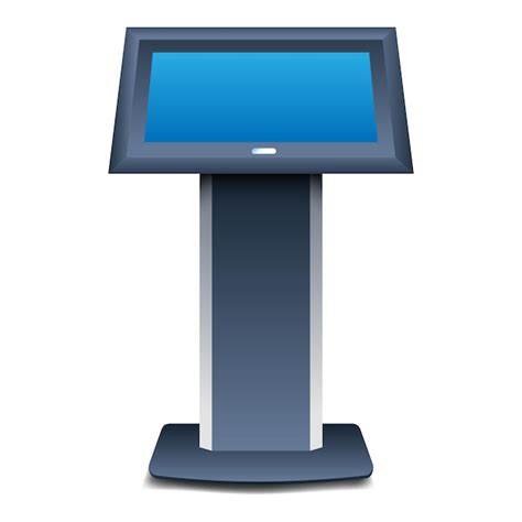 키오스크 아이콘 흰색 배경에 고립 된 웹 디자인을 위한 키오스크 벡터 아이콘의 현실적인 그림 프리미엄 벡터