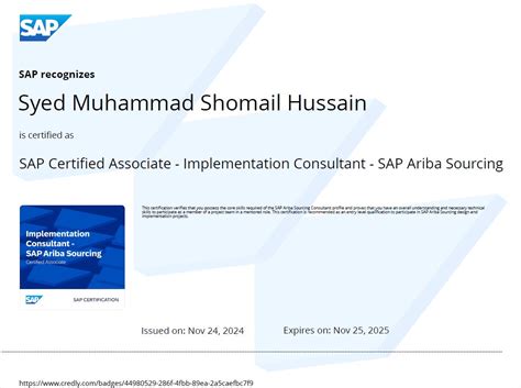 Syed Muhammad Shomail Hussain On Linkedin Sap Certified Associate Implementation Consultant