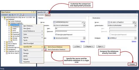 compare sql server database schemas features apexsql diff sql sql server sql server