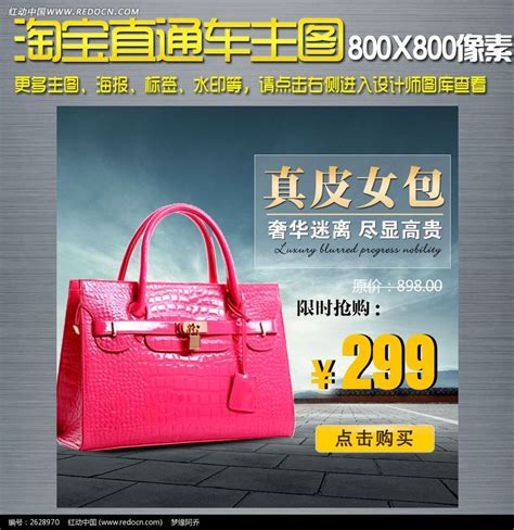 淘宝真皮女包直通车主图模板图片下载 红动中国