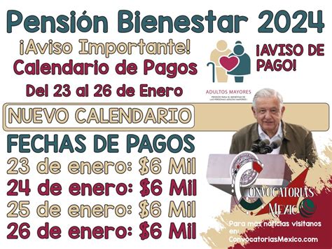 ≫ Pensión Bienestar 2024 Calendario De Pagos Del 23 Al 26 De Enero De