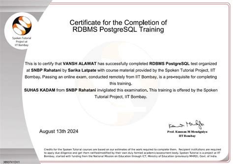 Vansh Alawat On Linkedin Rdbms Postgresql Sql Spokentutorail Certification
