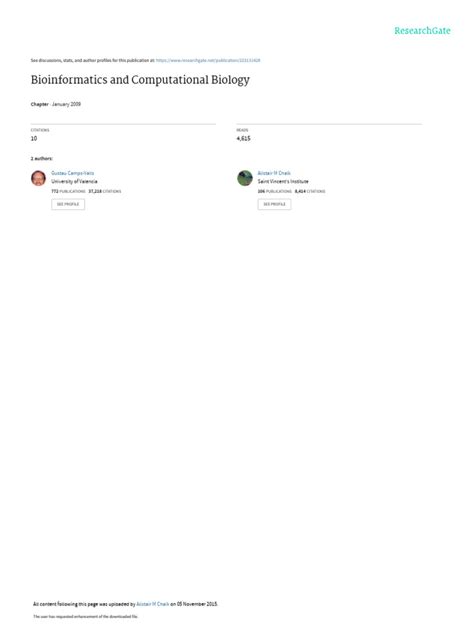 cores bioinformatics and computational biology pdf bioinformatics gene
