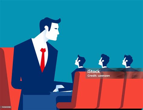 소규모 면접 후보자를 내려다 보는 사업주 플랫 비즈니스 벡터 일러스트 레이 션 경영자에 대한 스톡 벡터 아트 및 기타 이미지 경영자 경쟁 괴롭힘 Istock