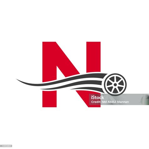 스포츠 자동차 편지 N 자동차 자동차 수리 로고 디자인 개념 운송 타이어 아이콘 벡터 템플릿 Brand Name Domestic