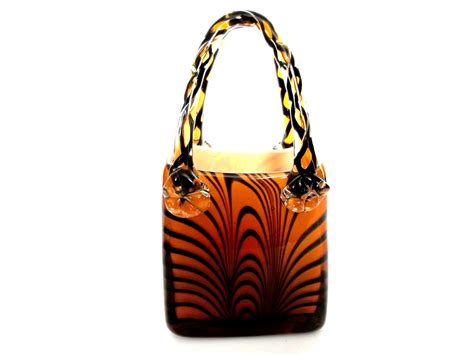 Murano Style Art Glass Tiger Stripe Handbag Purse By Redtoadroad