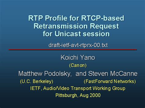RTP Profile For RTCP Based Retransmission Request