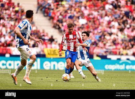 Antoine Griezmann And Manu Morlanes During La Liga Match Between