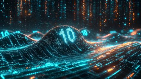 Futuristic 3d Wave With Digital Numbers And Holographic Elements For Tech Design And Innovation
