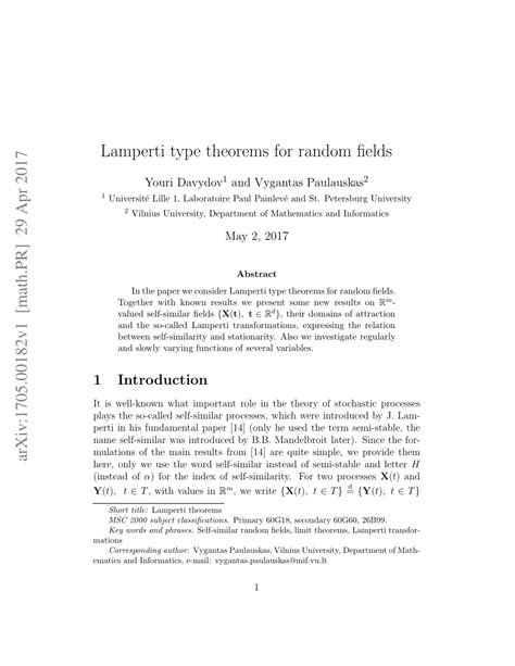 Pdf Lamperti Type Theorems For Random Fields