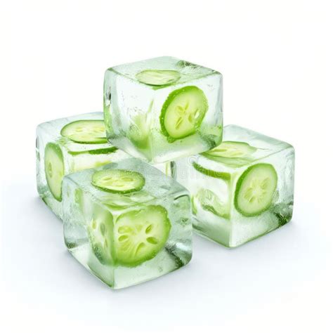 Ice Cubes With Cucumber Ice Cubes Infused With Cucumber Slics Stock Illustration Illustration