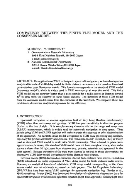 Pdf Comparison Between The Finite Vlbi Model And The Consensus Model