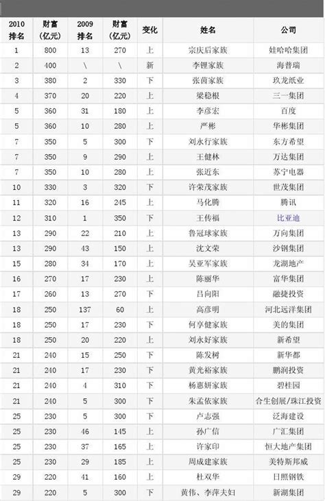 2010胡润百富榜名单大全word文档在线阅读与下载无忧文档
