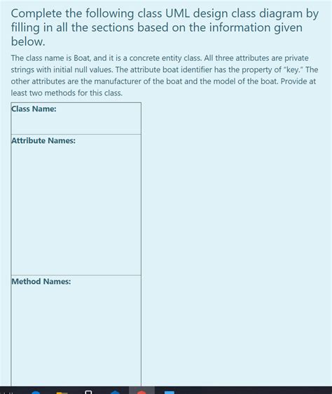 Solved Complete The Following Class UML Design Class Diagram Chegg Com