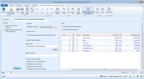 Overhead Cost Code Allocations Report