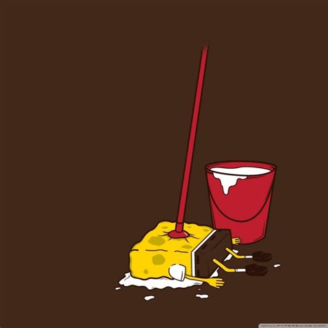 Funny Spongebob Squarepants Wash Sponge Mop Bucket 4k Uhd Wallpaper For Ultrahd Desktop And Tv
