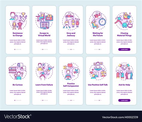 Happiness Mindset Onboarding Mobile App Page Vector Image