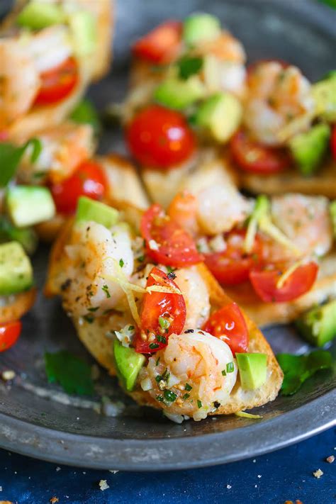 Garlic Shrimp And Avocado Crostini Damn Delicious