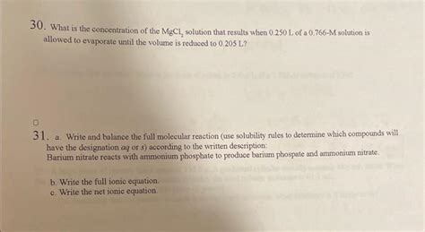 Solved What Is The Concentration Of The MgCl Solution Chegg