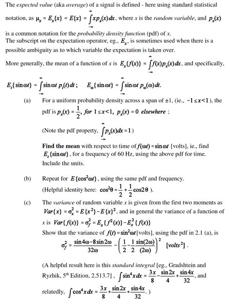 Solved The Expected Value Aka Average Of A Signal Is