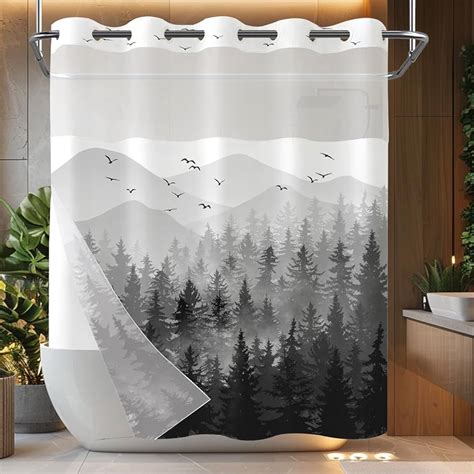 Hookless Shower Curtain With Liner Hookless PEVA Flex Ring Liner For