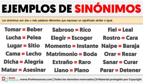 Ejemplos De Sinónimos