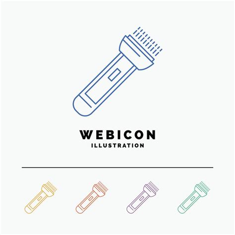Torch Light Flash Camping Hiking 5 Color Line Web Icon Template