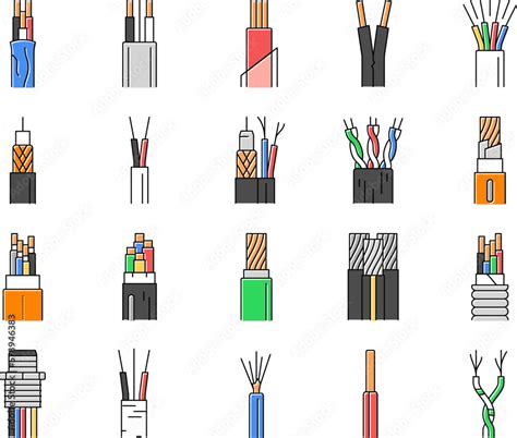 Wire Cable Technology Connection Icons Set Vector Stock Vector Adobe Stock