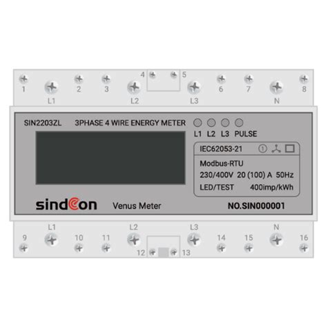 Sindcon Din Rail Mounted Three Phase Four Wire Energy Meter