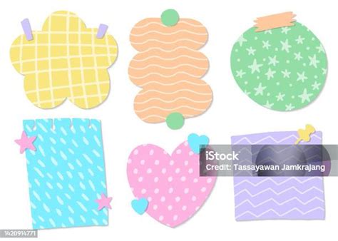 귀여운 파스텔 메모 추상 질감 패턴 심장 원 꽃 사각형 사각형 구름 줄무늬 노트 빈 노트북 종이 스티커 메모 메모장 일기 연구 스크랩북 컬렉션 세트 번들 0명에 대한 스톡