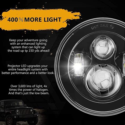 Black 7 Round Led Headlights Fit Chevrolet Camaro Z28 1970 1971 1972