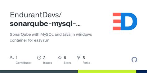 Github Endurantdevssonarqube Mysql Windows Docker Sonarqube With