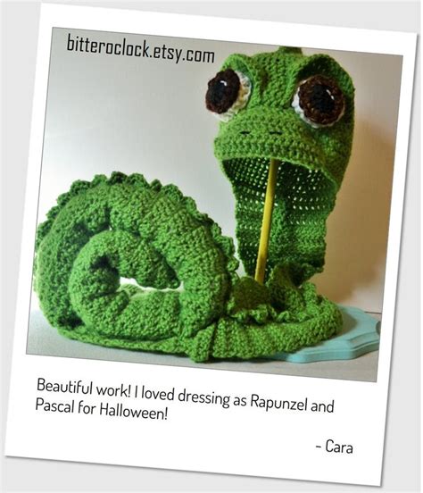 Crochet Pascal Costume Crochet Hat And Tail Set Tangled Costumes Crochet Chameleon Costume