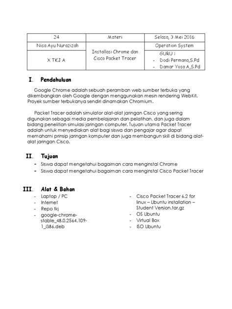 Installasi Chrome Dan Cisco Packet Tracer Di Os Ubuntu Pdf