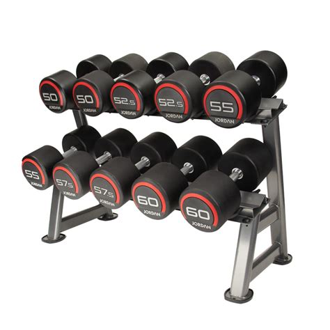 Jordan Premium Urethane Dumbbell Set 25 50kg With Horizontal Racks