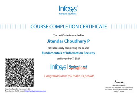 Infosec Course Completion Certificate Pdf