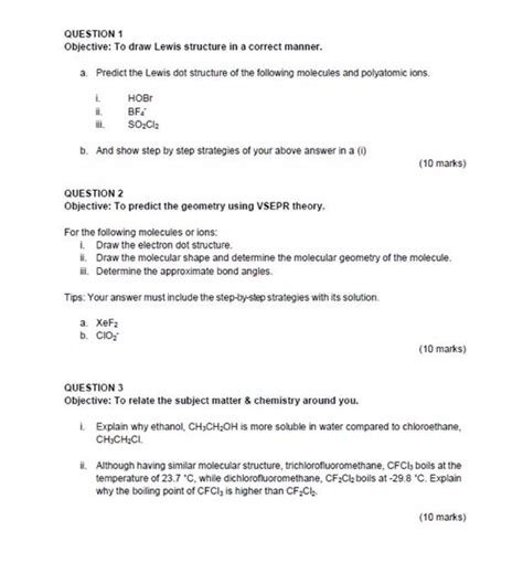 [solved] Question 1 Objective To Draw Lewis Structure In